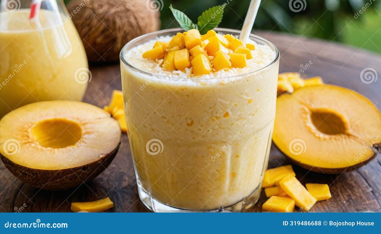 Beat the Heat with a Refreshing Mango Sticky Rice Smoothie Stock ... Beat the Heat with a Refreshing Mango Sticky Rice Smoothie Stock ...
