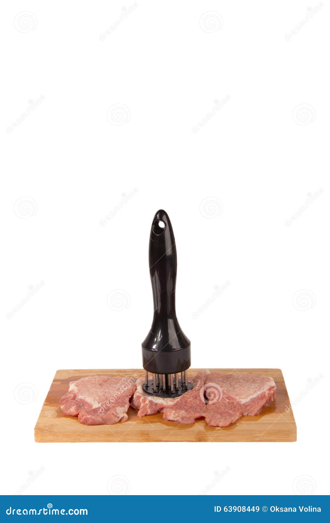 Beat the Meat on a Wooden Board on a White Background Stock Image ...