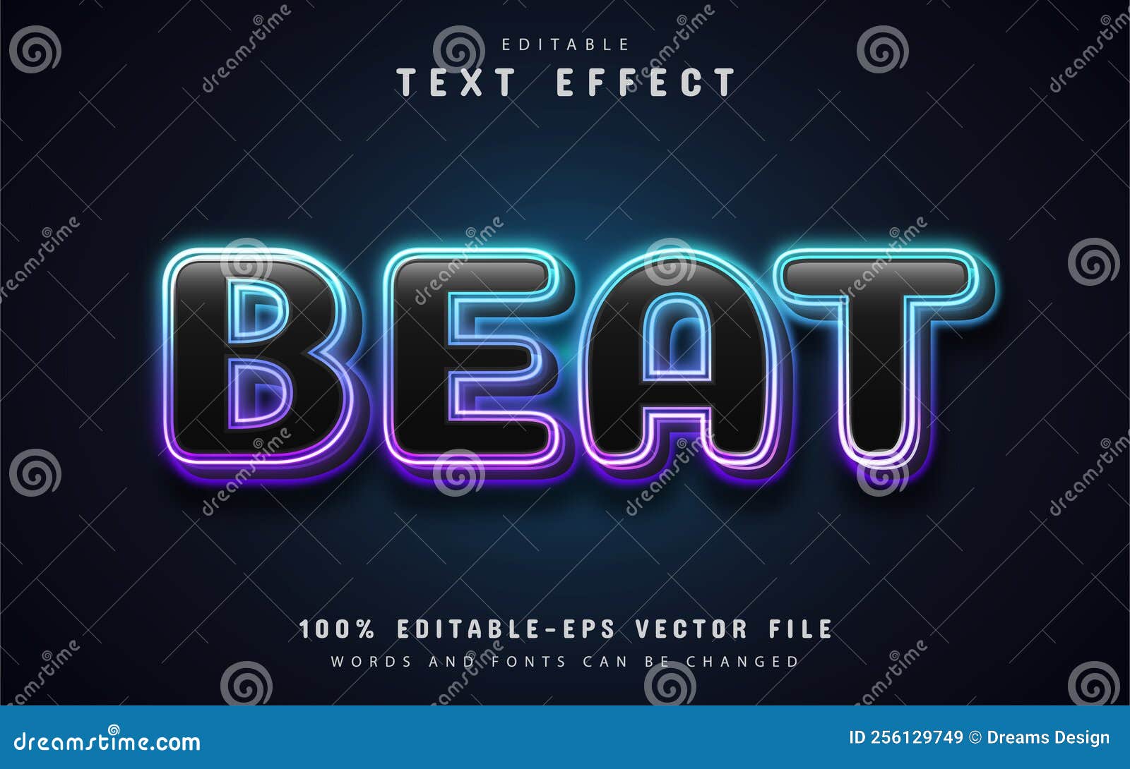 Beat Text, Editable Neon Text Effect Stock Vector - Illustration of ...