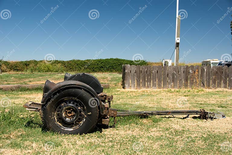Beat up trailer in field stock image. Image of green, posted - 3300709