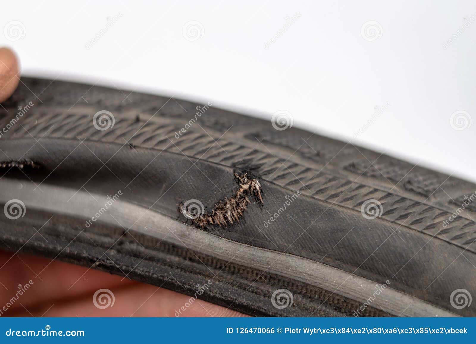 A Beaten Bicycle Tire in the Workshop. a Bicycle Wheel Pierced W Stock ...