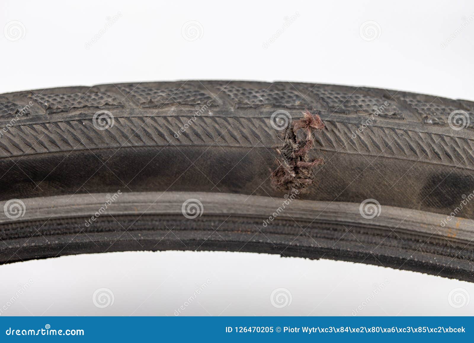 A Beaten Bicycle Tire in the Workshop. a Bicycle Wheel Pierced W Stock ...