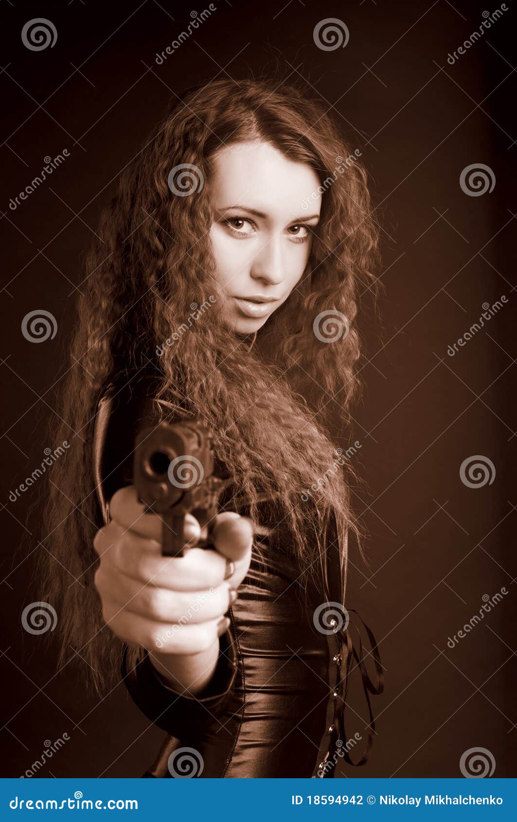 Beatiful Woman Aiming at You Stock Photo - Image of cute, pretty: 18594942
