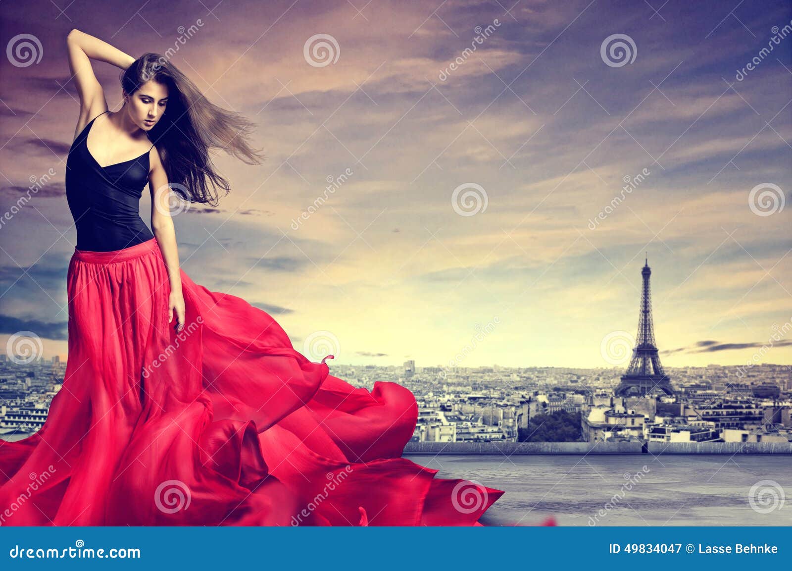 Beatiful woman in Paris stock image. Image of glamour - 49834047