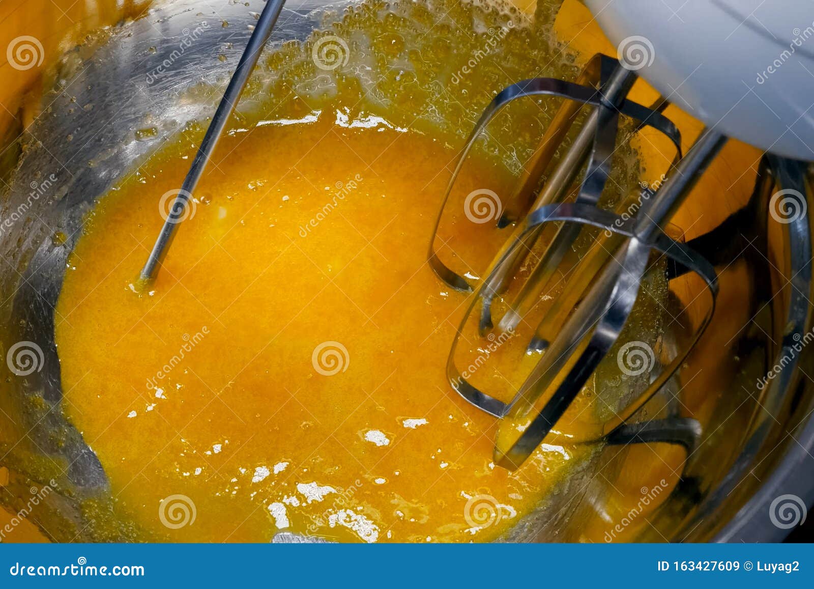 Beating the Yolk with a Mixer in Pan Stock Image - Image of omelette ...