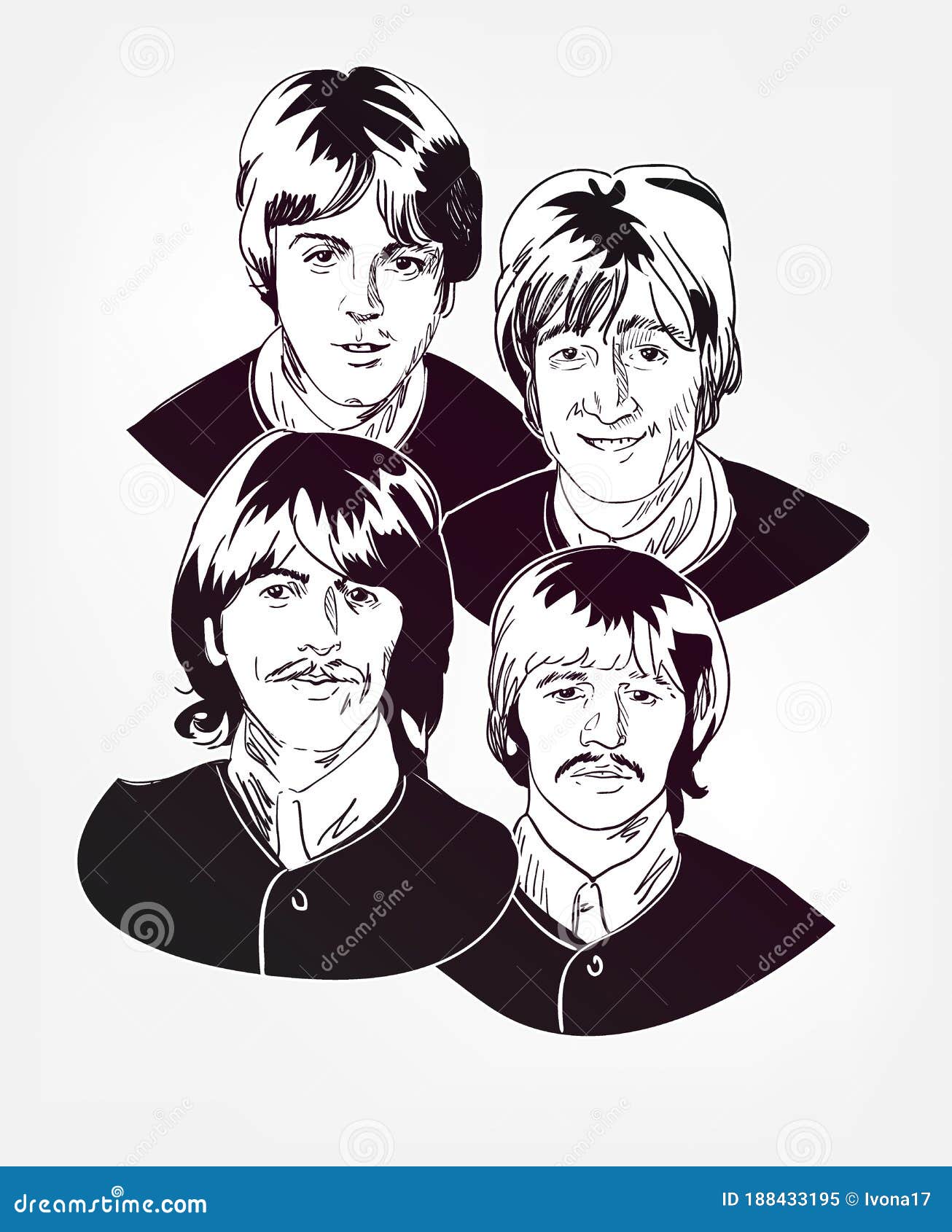 The Beatles Britain Pop Group Vector Sketch Illustration Editorial ...