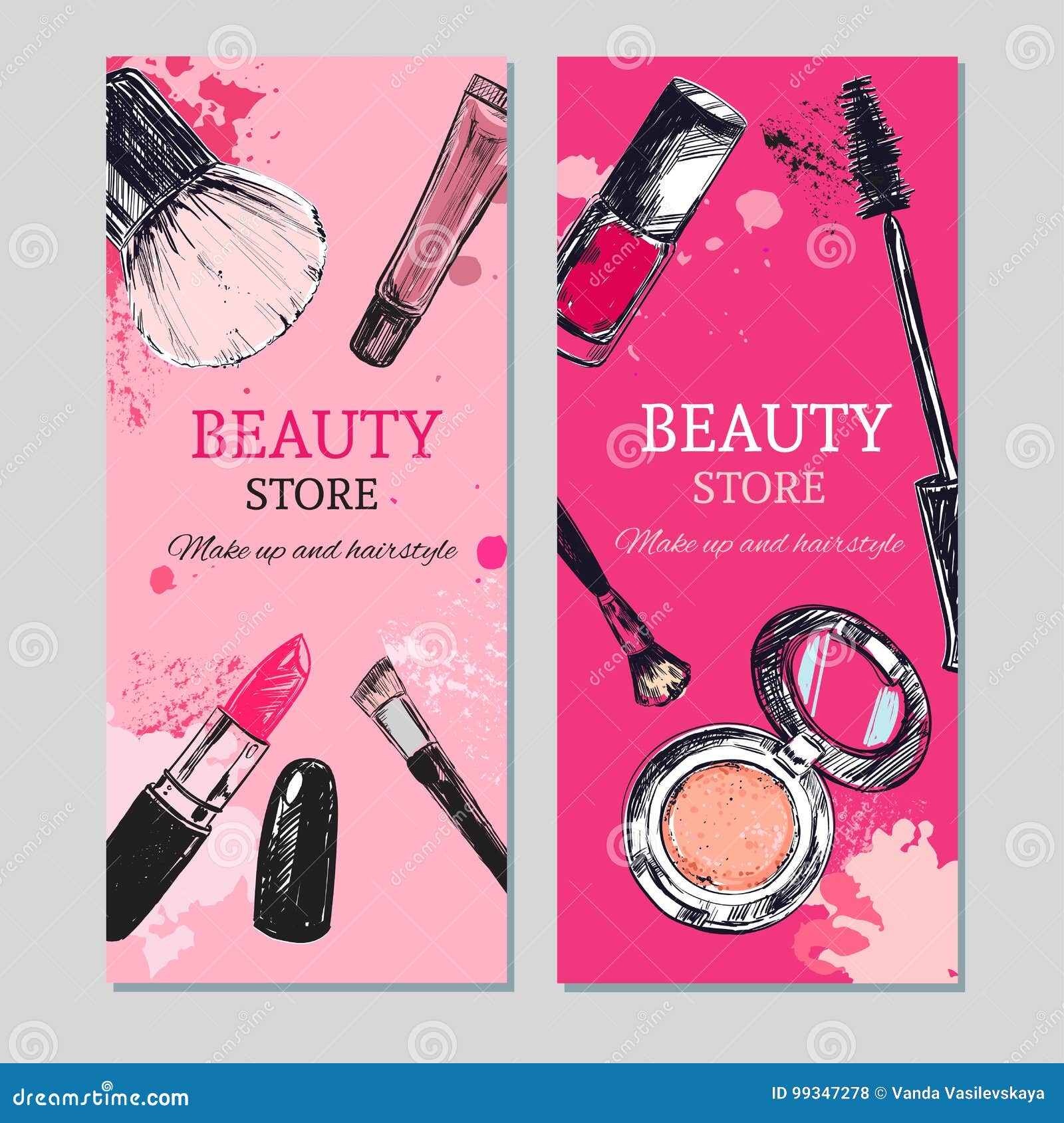 Beaty Store Banners. Cosmetics Stock Vector - Illustration of cuisine ...