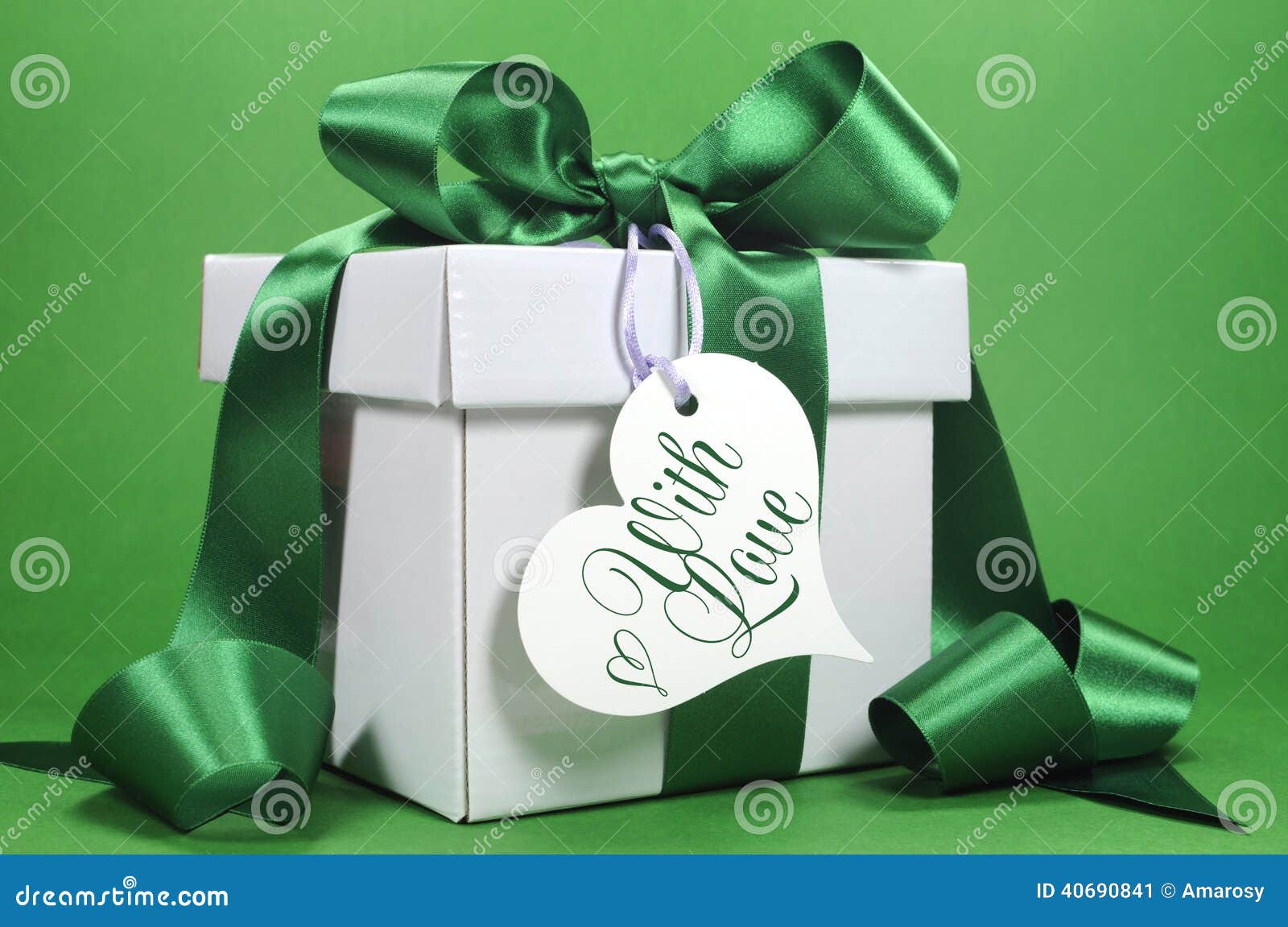 Beau Cadeau Vert Et Blanc Avec Le Ruban De Luxe Image stock - Image du ...