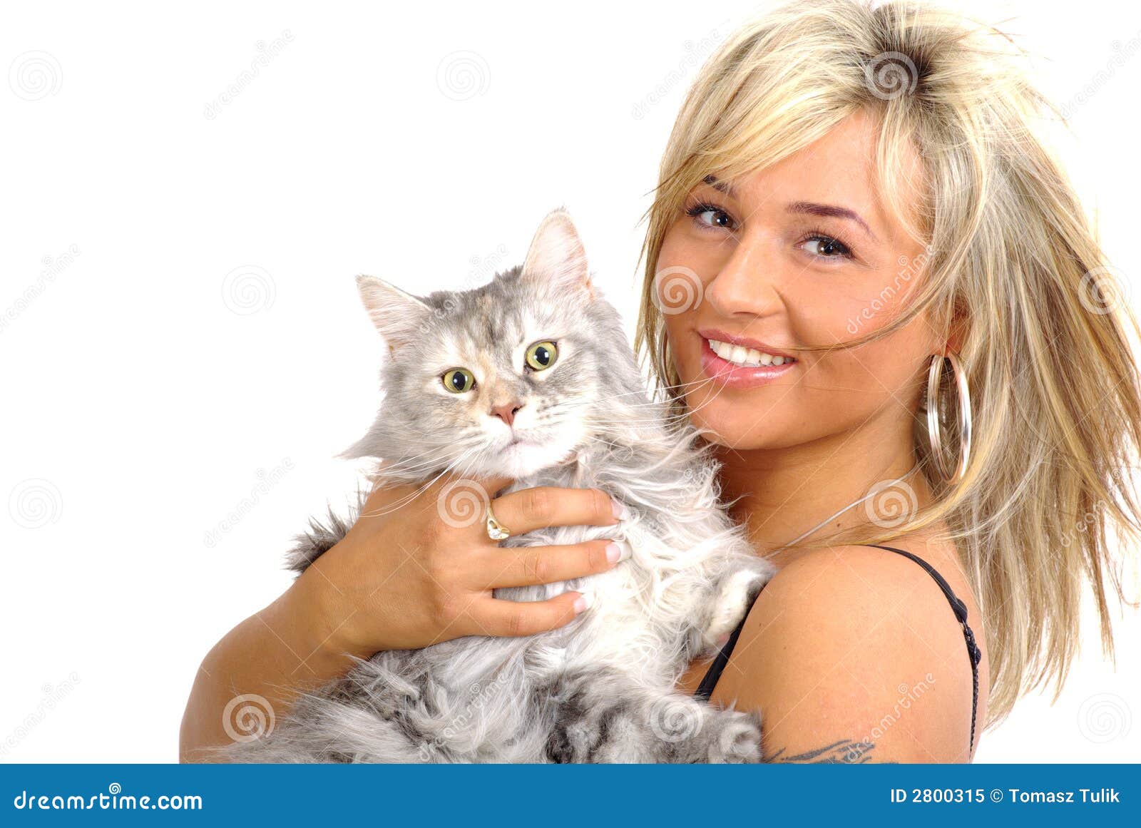 Beau femme avec le chat image stock. Image du gens, maine - 2800315