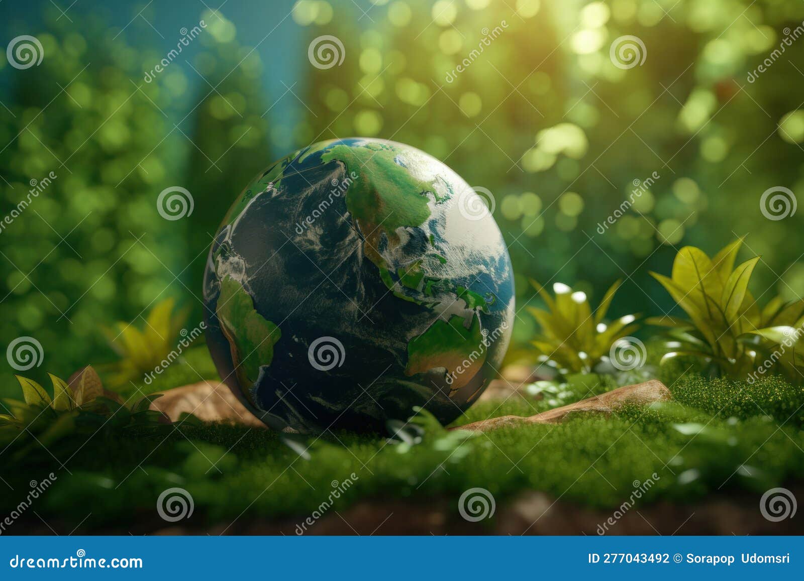 Beau Globe De Verre Reposant Sur Une Mousse Vibrante Illustration Stock
