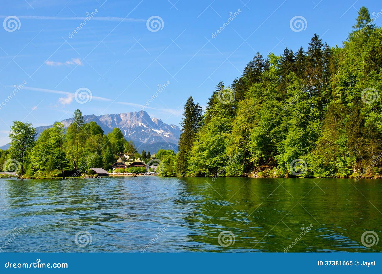 Beau lac Konigsee image stock. Image du herbe, détendez - 37381665