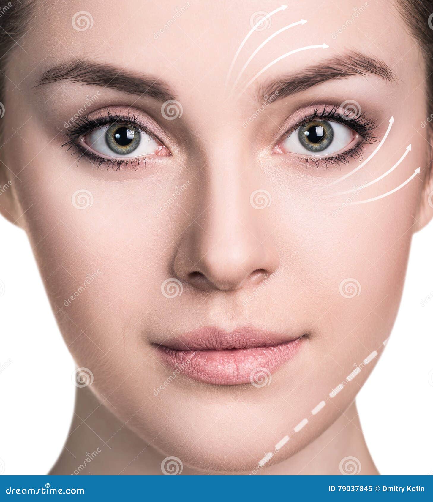 Beau Visage De Femme Avec Des Lignes De Correction Image Stock Image
