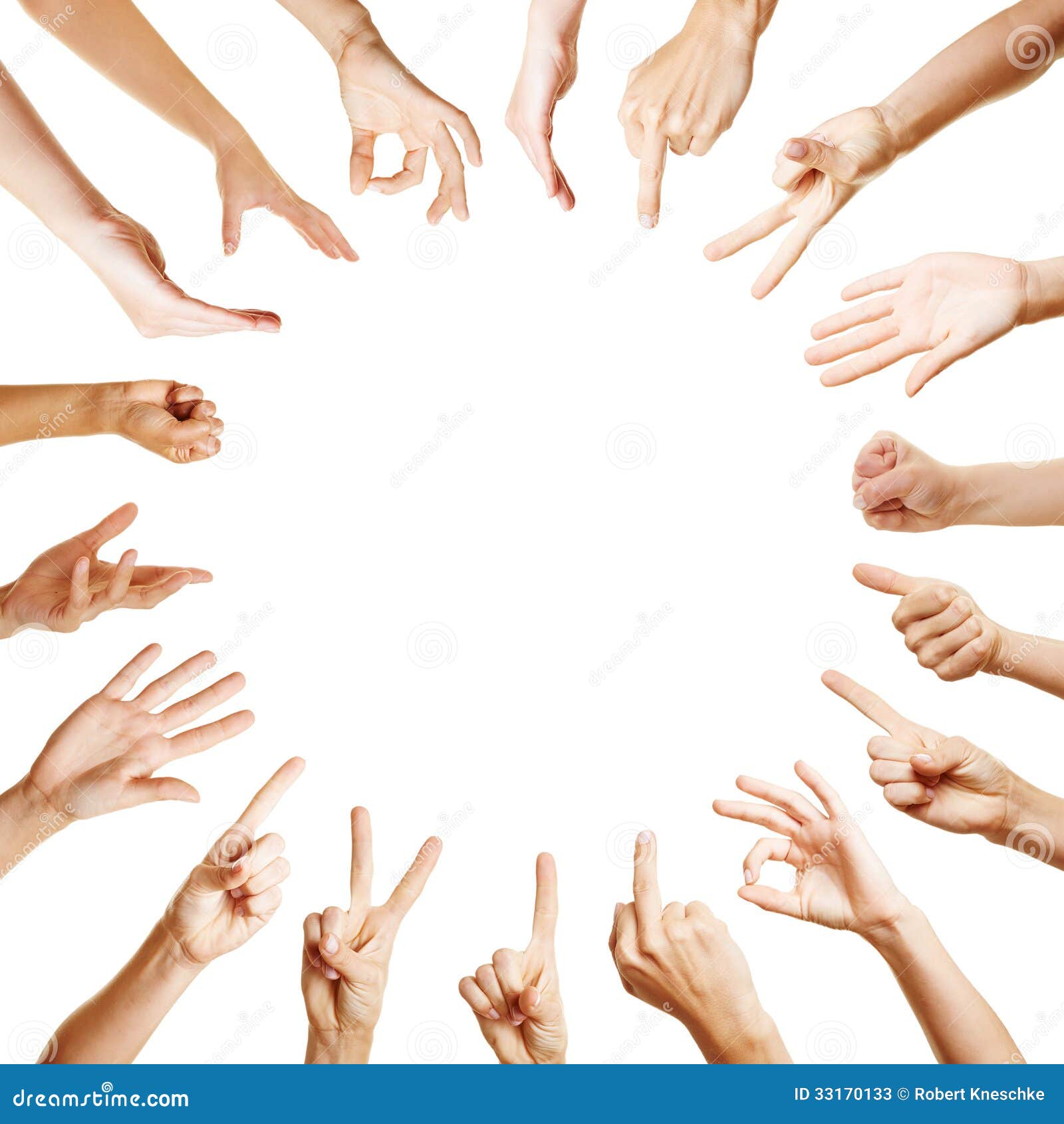 Beaucoup De Mains En Cercle Avec Différents Gestes Image stock - Image ...