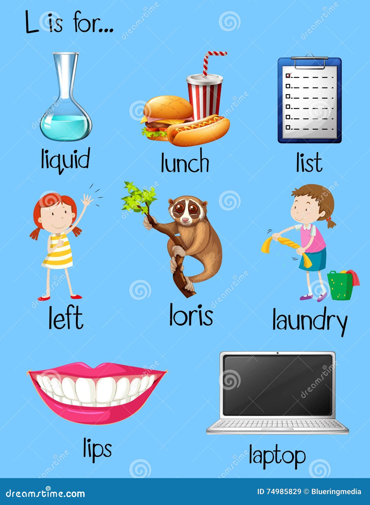 Beaucoup De Mots Commencent Par La Lettre L Illustration de Vecteur ...