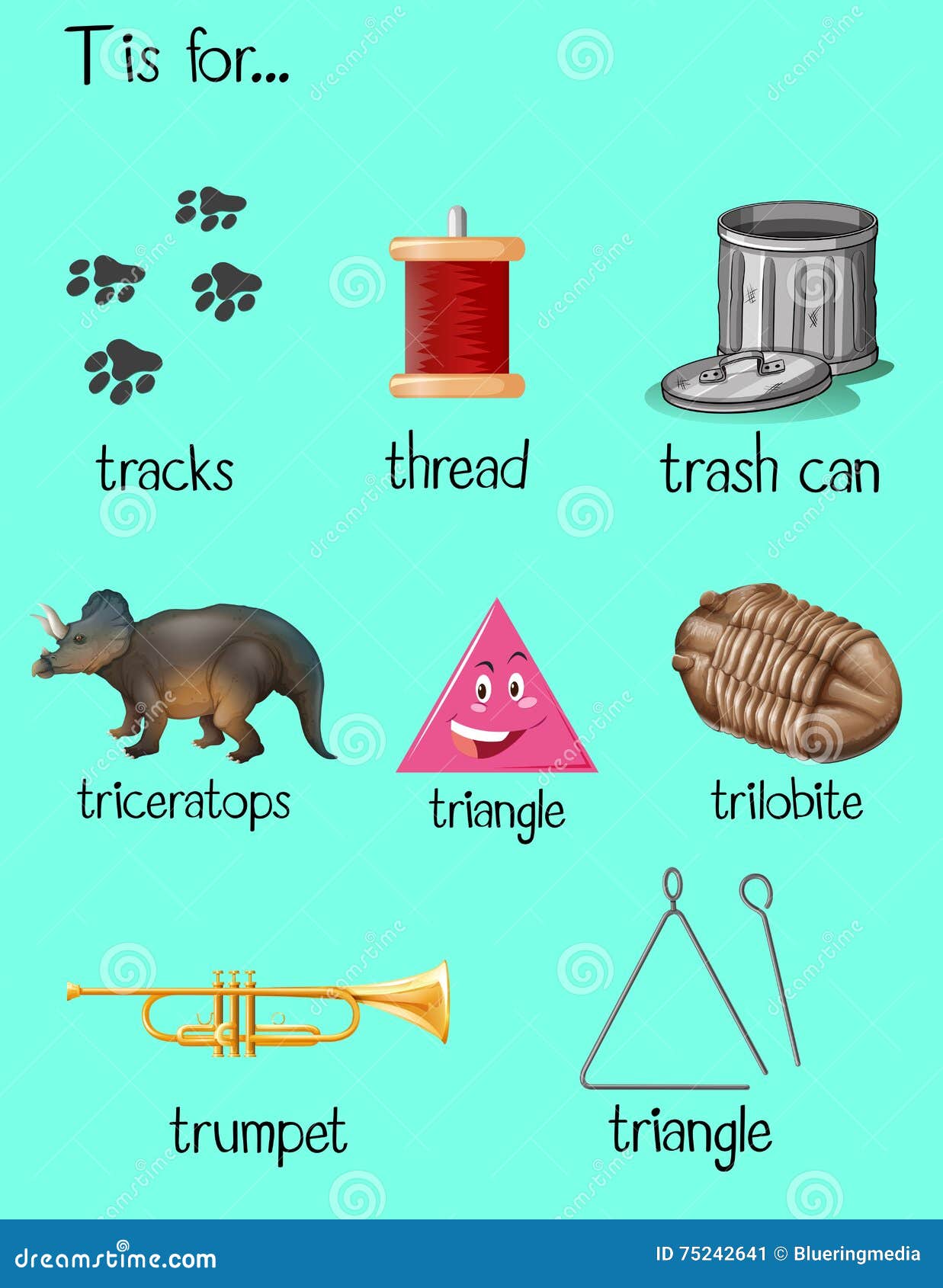 Beaucoup De Mots Commencent Par La Lettre T Illustration de Vecteur ...