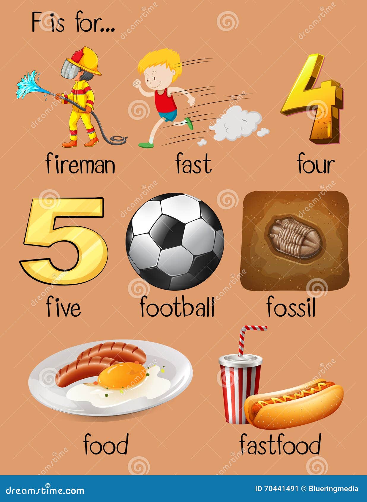 Beaucoup De Mots Pour L'alphabet F Illustration de Vecteur ...