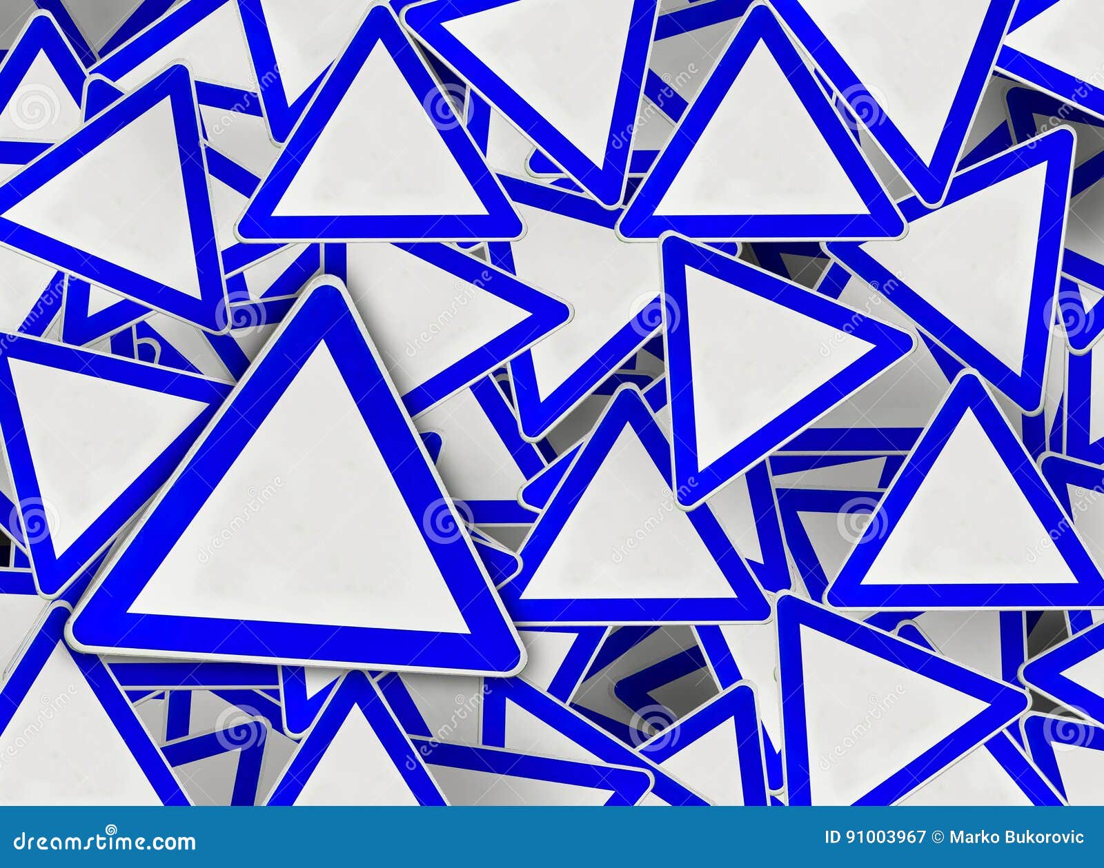 Beaucoup De Panneau Routier Bleu De Triangle Image stock - Image du ...