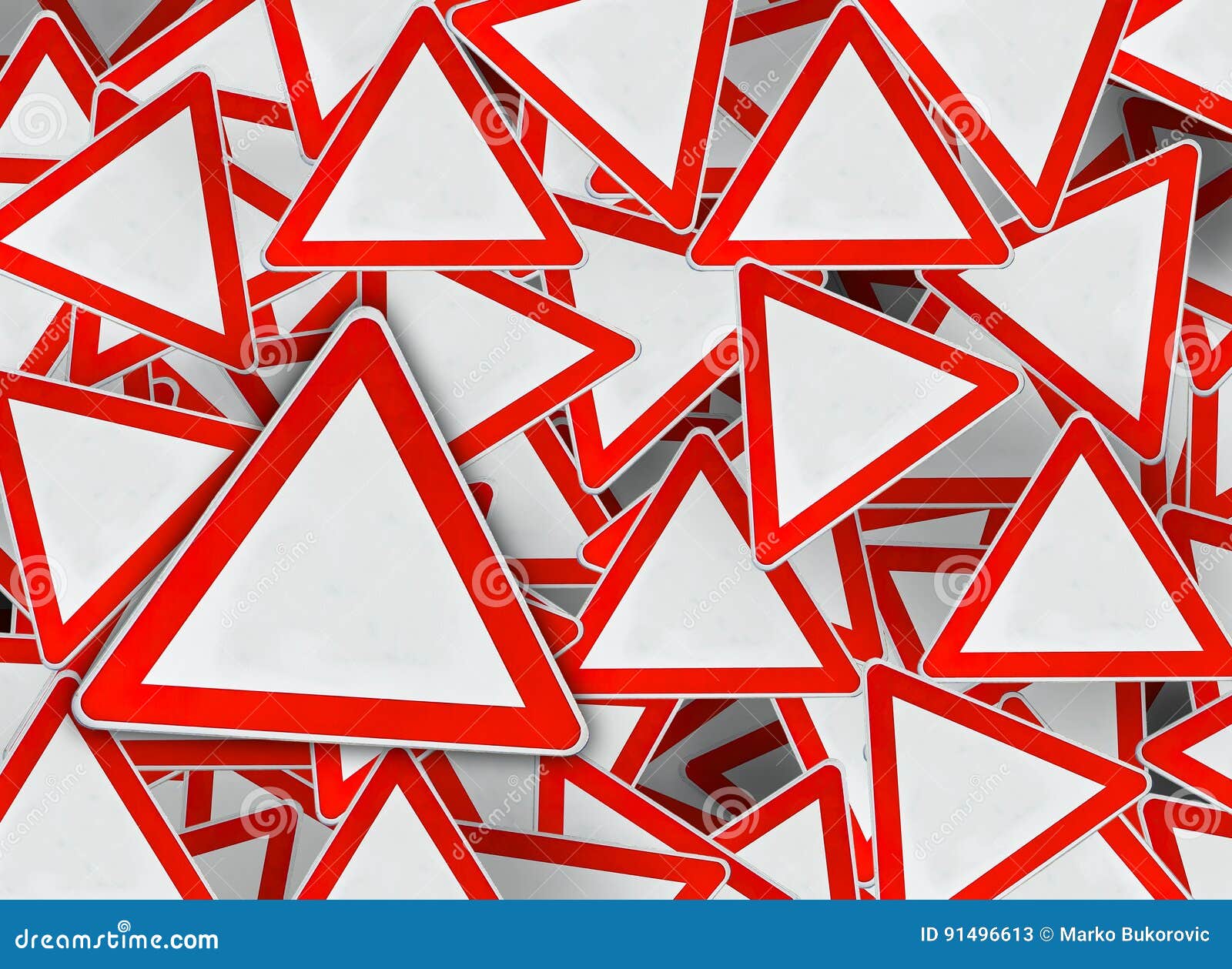 Beaucoup De Panneau Routier Rouge De Triangle Image stock - Image du ...