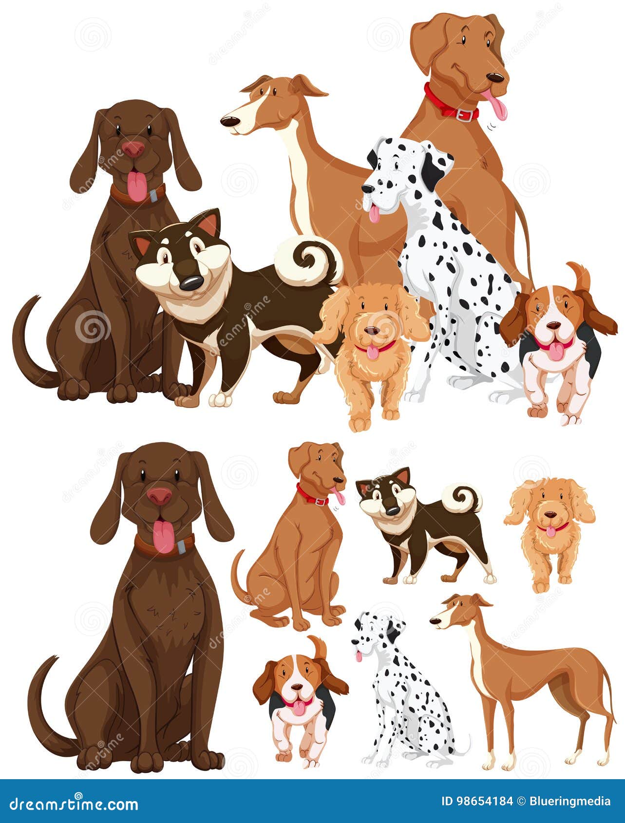 Beaucoup De Types De Chiens Illustration de Vecteur - Illustration du ...