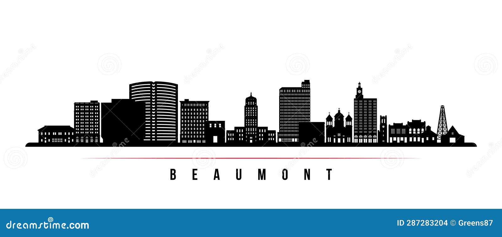 Beaumont Skyline Horizontal Banner. Stock Vector - Illustration of ...