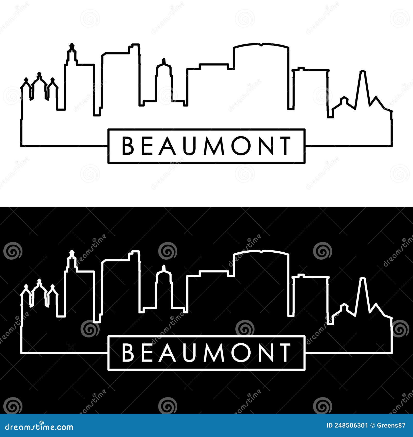 Beaumont, TX skyline. stock vector. Illustration of modern - 248506301