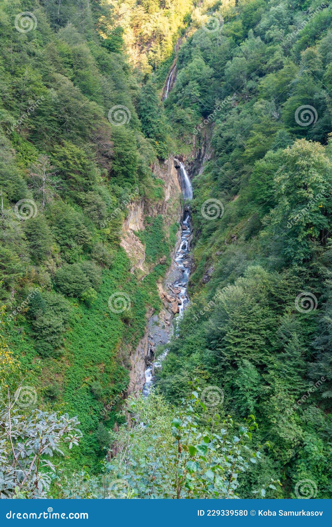 Beauriful View on Mountain Waterfall in Tusheti, Georgia Stock Photo ...