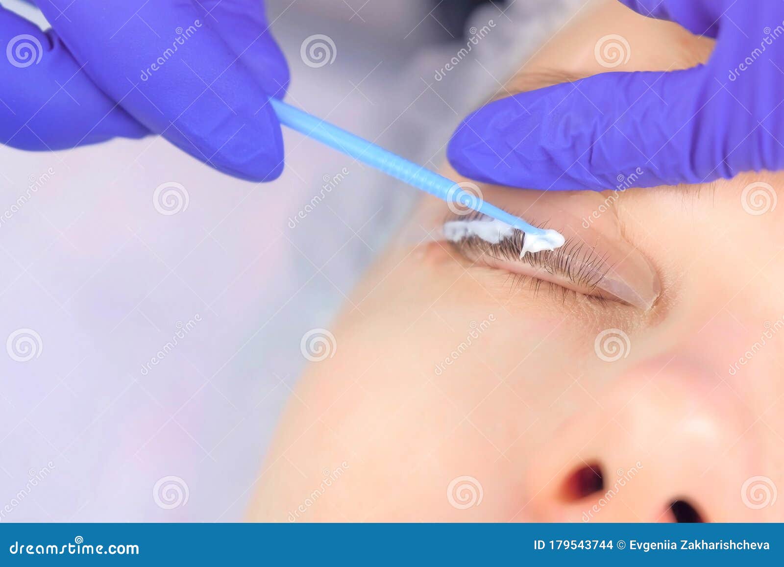 Beautician Applying Solution for Lamination on Lashes, Lift Eyelashes ...