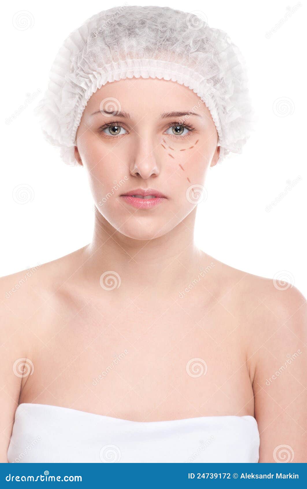 Beautician Draw Correction Lines on Woman Face Stock Photo - Image of ...