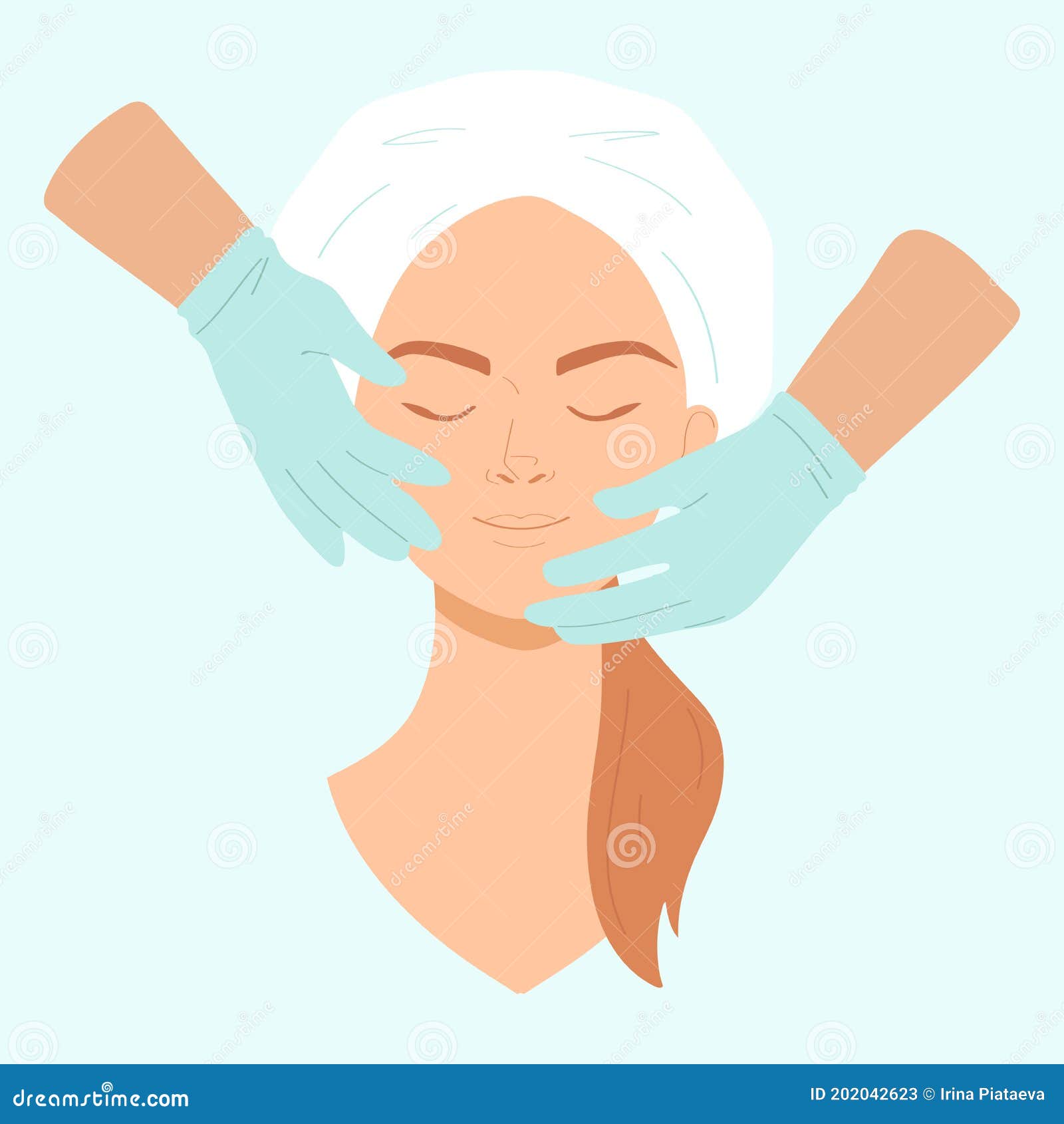 Beautician Makes Facial Massage To A Young Woman Cosmetological