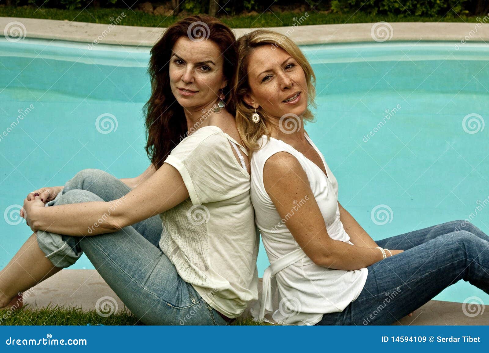 Beauties at poolside stock image. Image of women, blond - 14594109