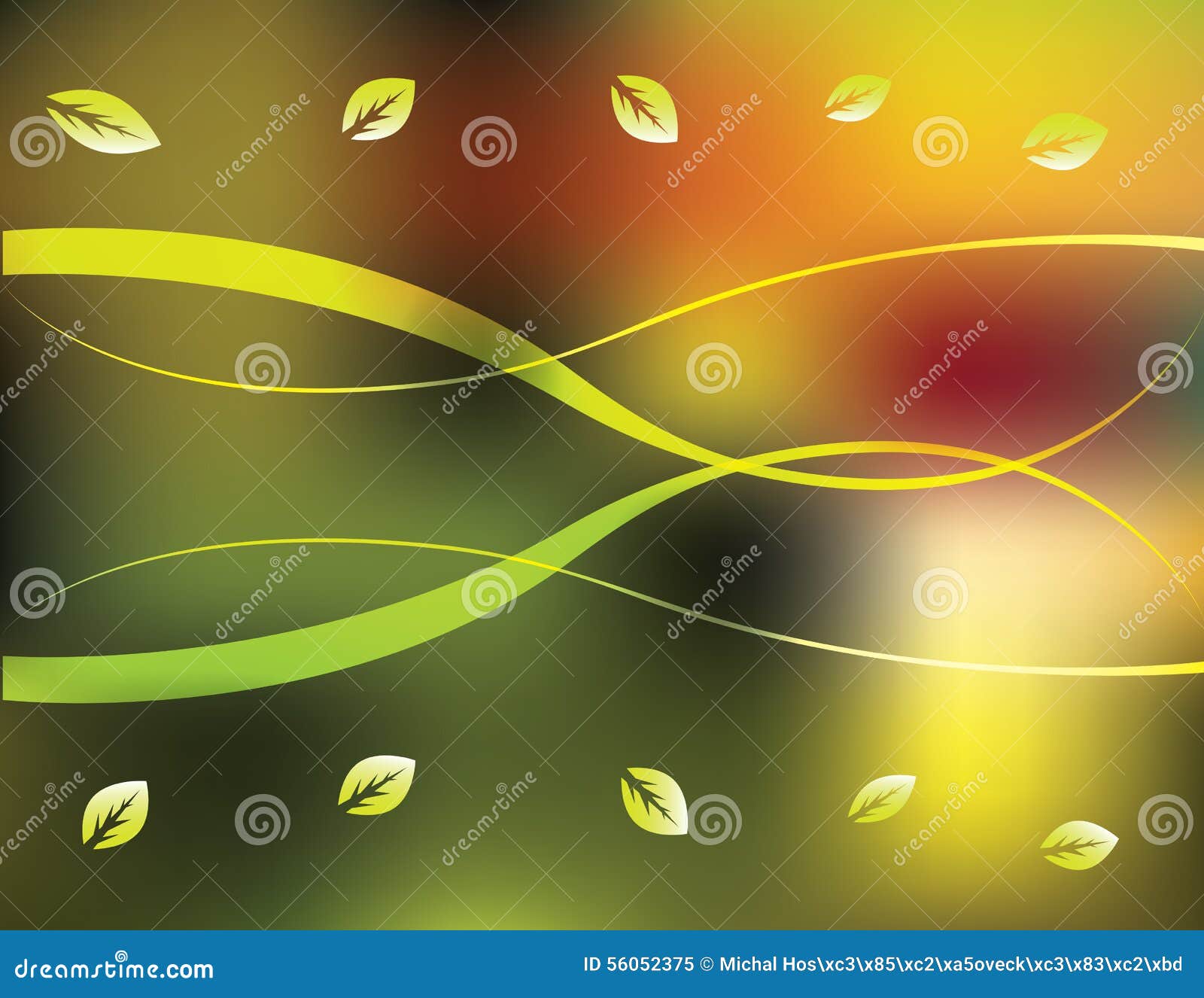 Beautiful Abstract Background with Lines and Waves and Leafs Stock ...