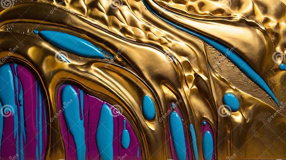 Beautiful Abstract Background with Liquid Gold Paint Stock Illustration ...