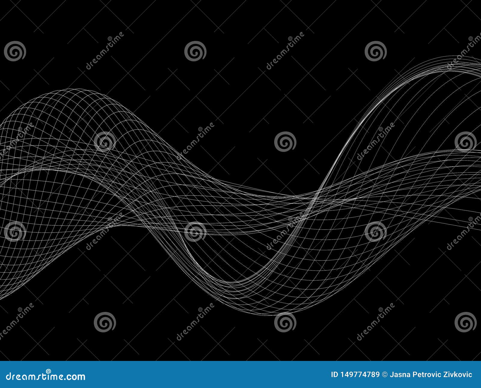 Abstract Black and White Grid Wave Line Stock Illustration ...