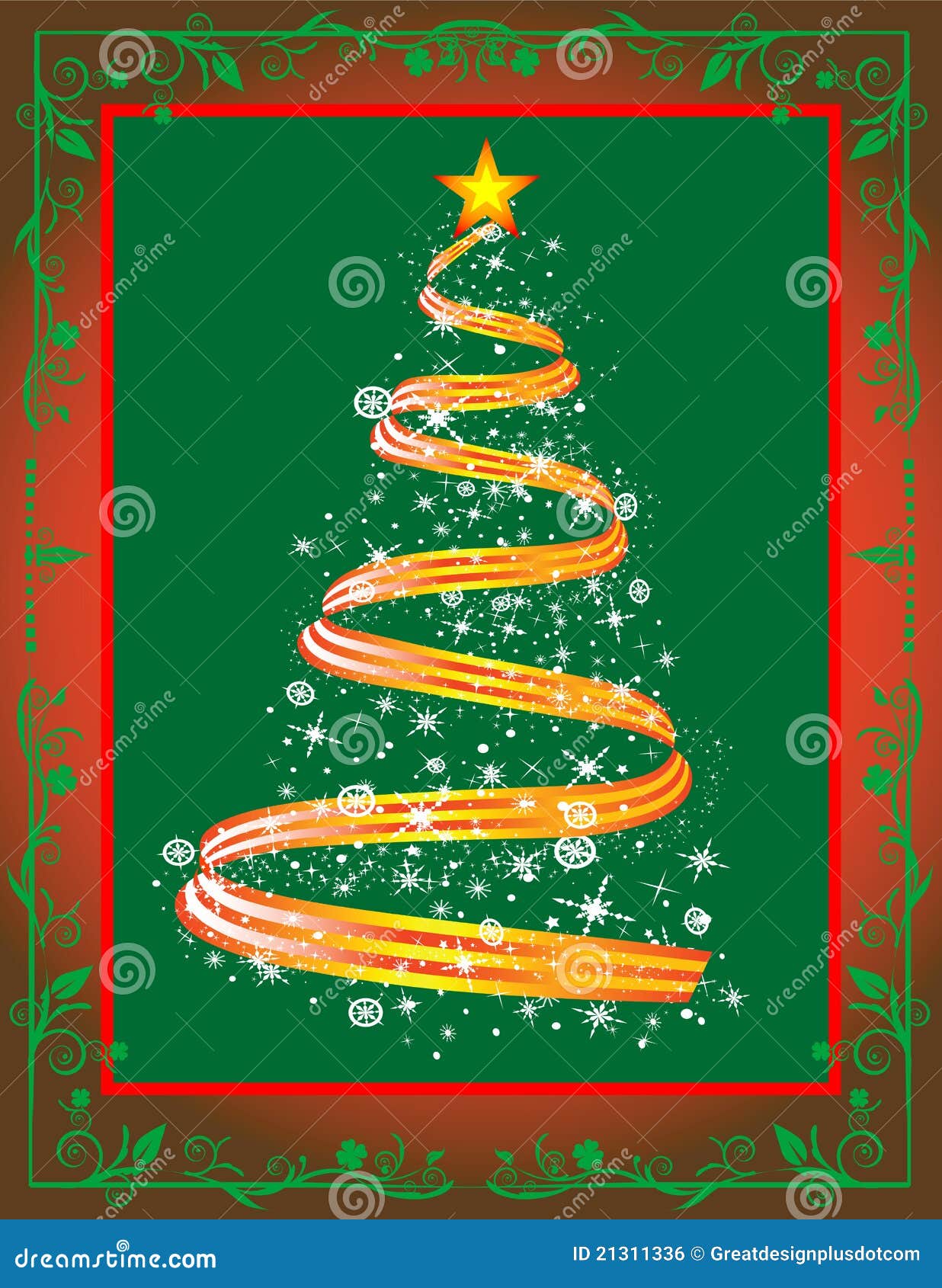 Beautiful Abstract Christmas Tree in Frame! Stock Vector - Illustration ...