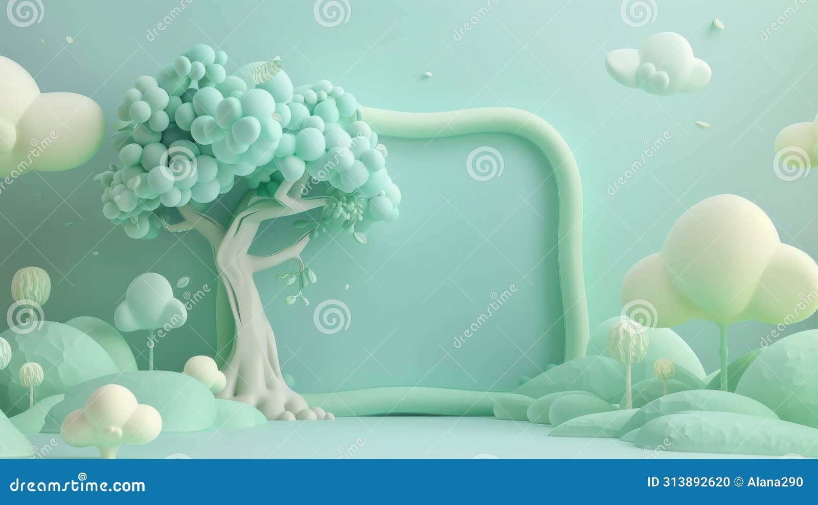 Beautiful Abstract 3d Cartoon Tree with Border Frame Stock Illustration ...
