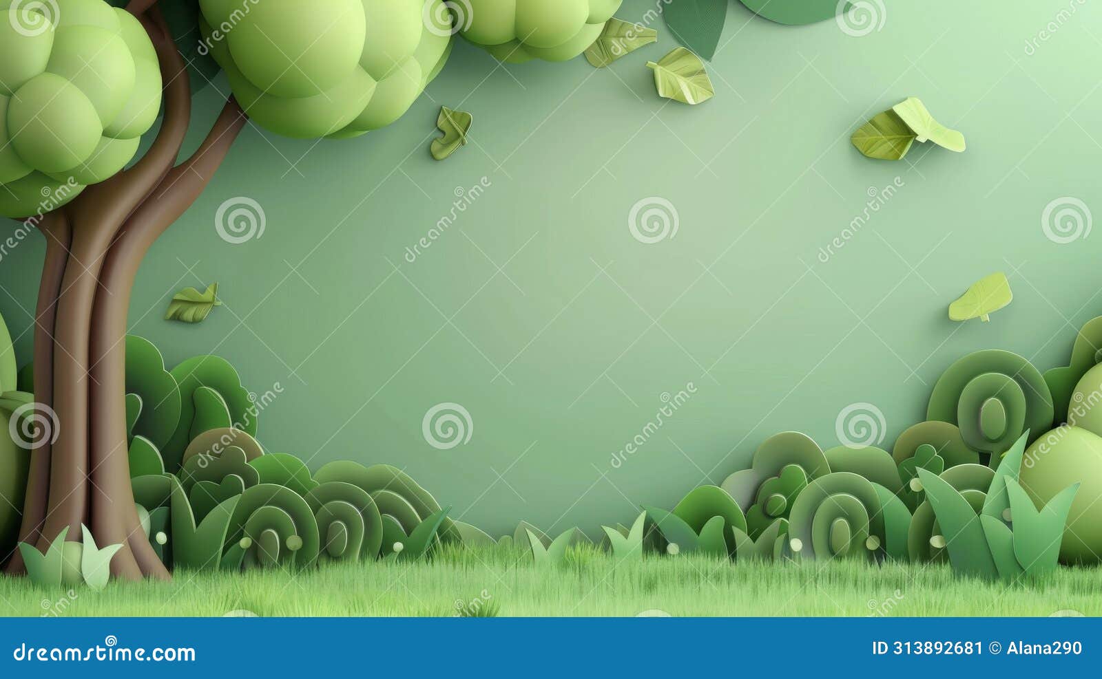 Beautiful Abstract 3d Cartoon Tree with Border Frame Stock Illustration ...