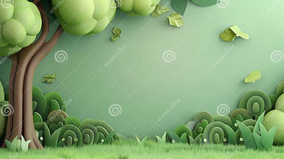 Beautiful Abstract 3d Cartoon Tree with Border Frame Stock Illustration ...