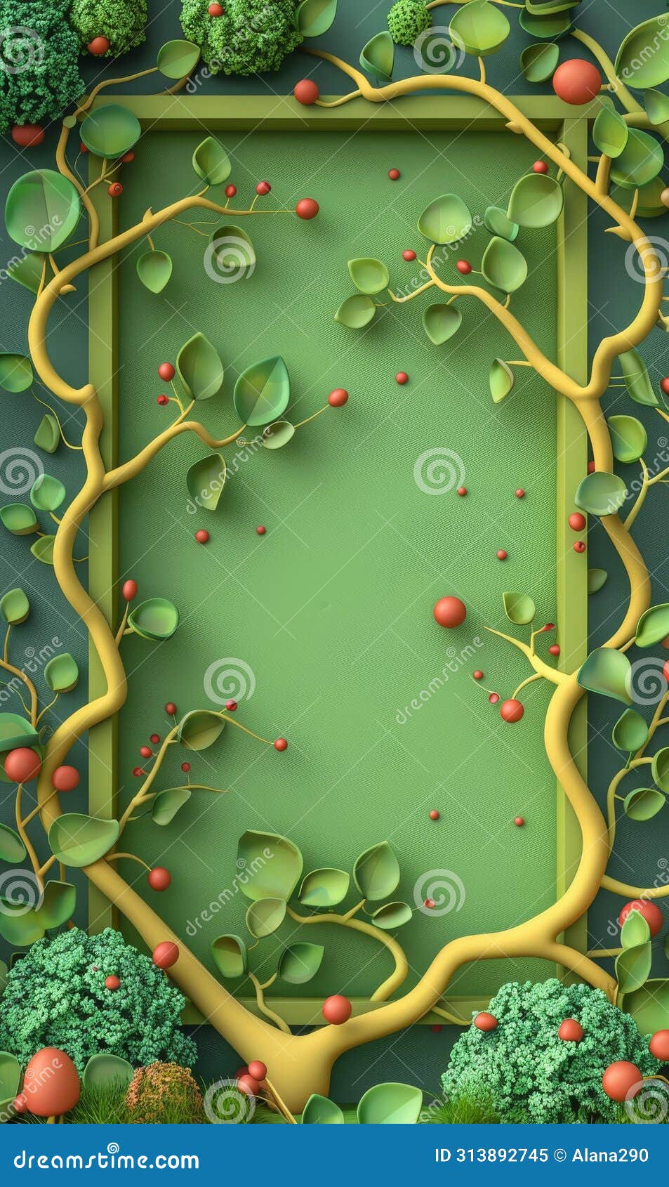 Beautiful Abstract 3d Cartoon Tree with Border Frame Stock Illustration ...