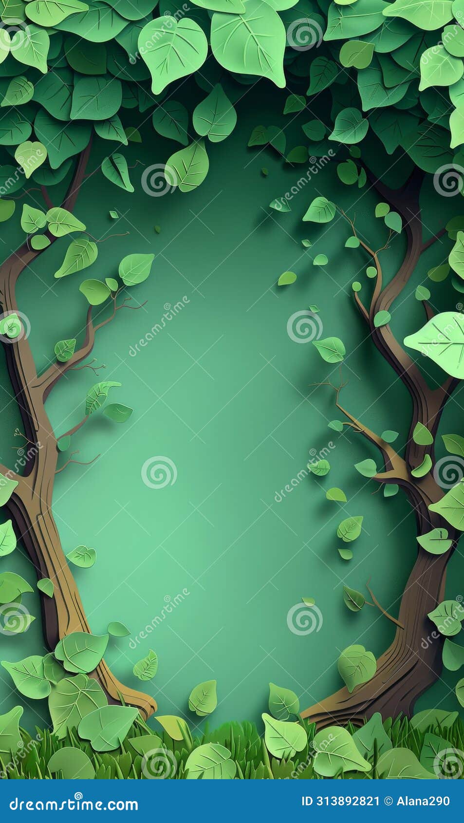 Beautiful Abstract 3d Cartoon Tree with Border Frame Stock Illustration ...