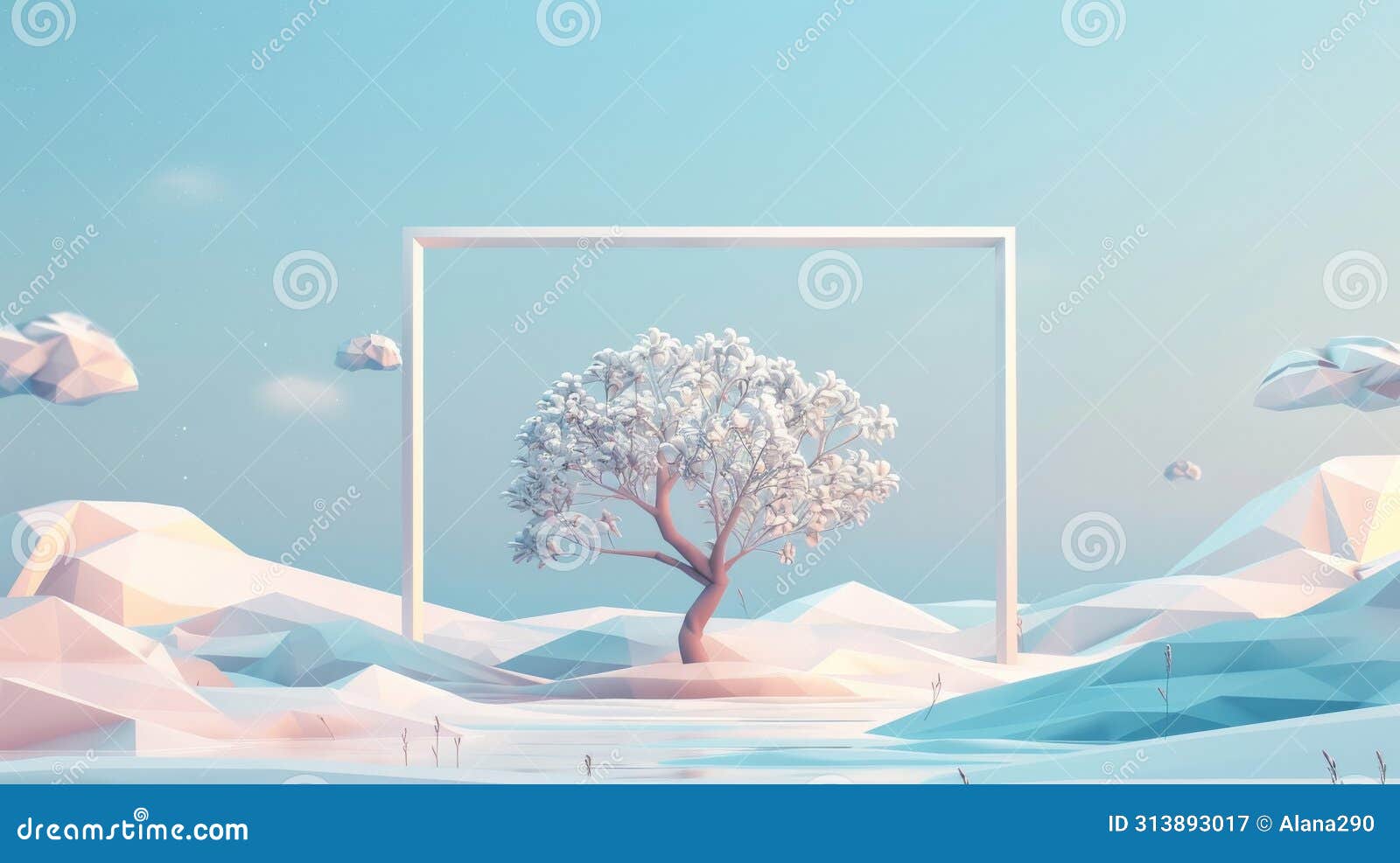 Beautiful Abstract 3d Cartoon Tree with Border Frame Stock Illustration ...