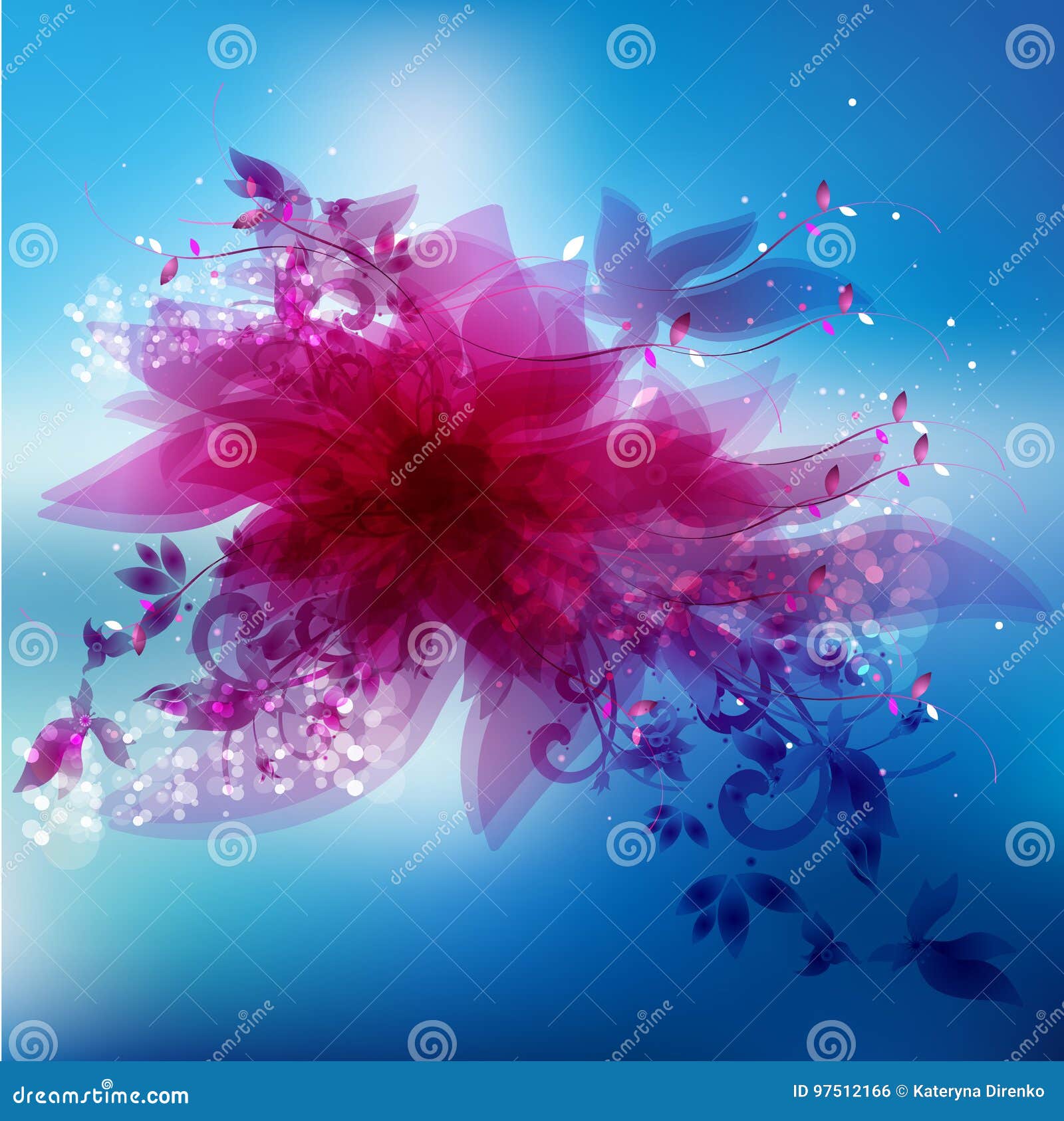 Beautiful Abstract Flower with Abstract Design Elements. Stock Vector ...