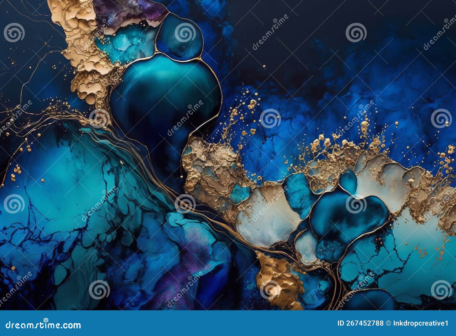 Beautiful Abstract Fluid Art Background Texture. Ink and Gold Mixed ...