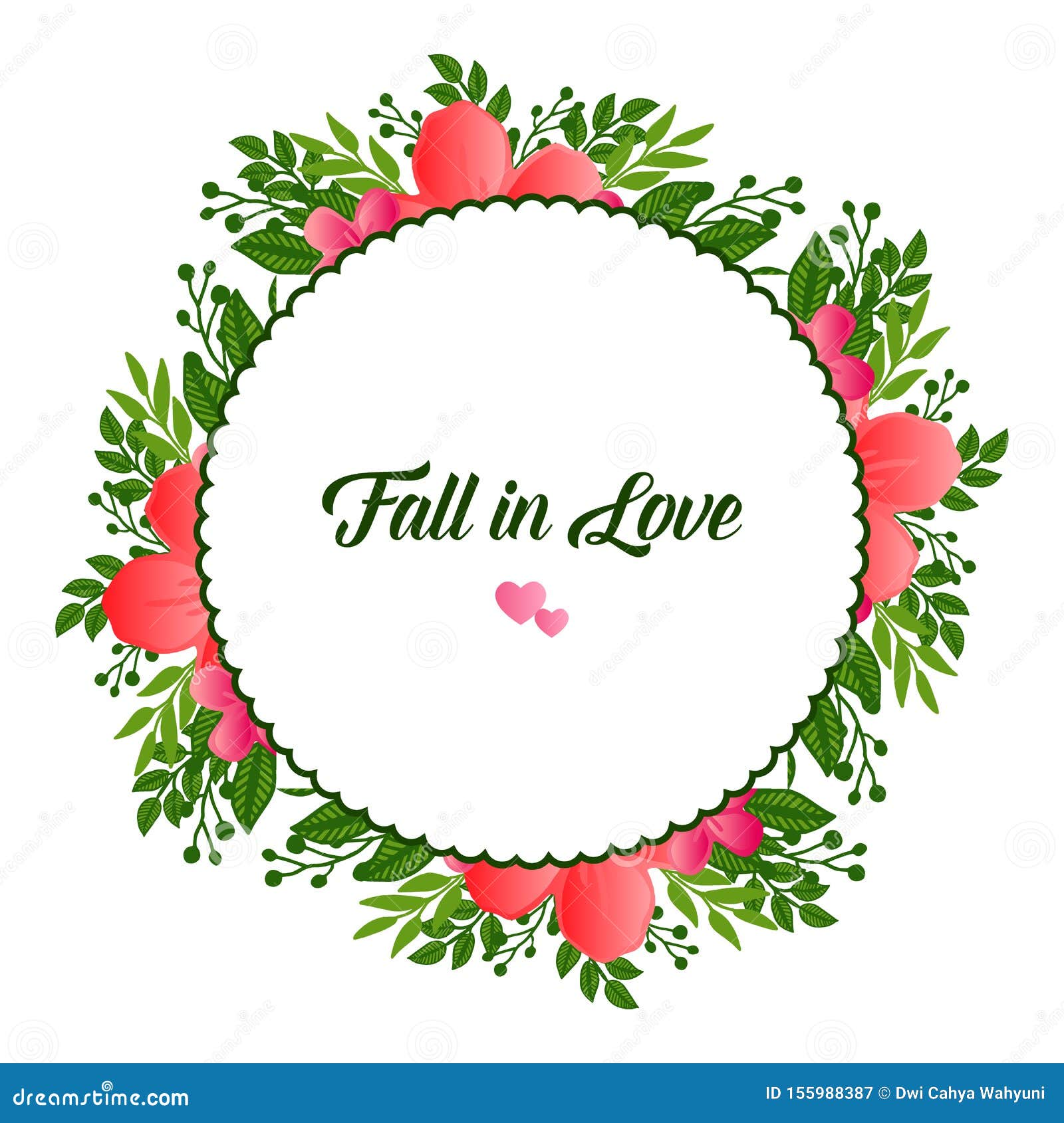 Beautiful Abstract Leaf Flower Frame, for Calligraphy Text Fall in Love ...