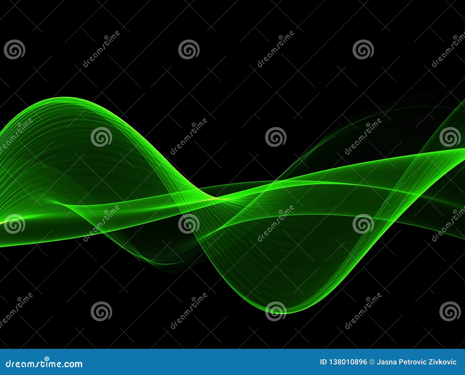 Abstract Light Green Wave on Black Background Stock Illustration ...