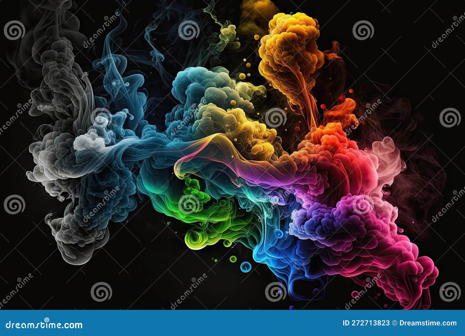 Beautiful Abstract and Multi-colored Smoke Clouds on Black Background ...