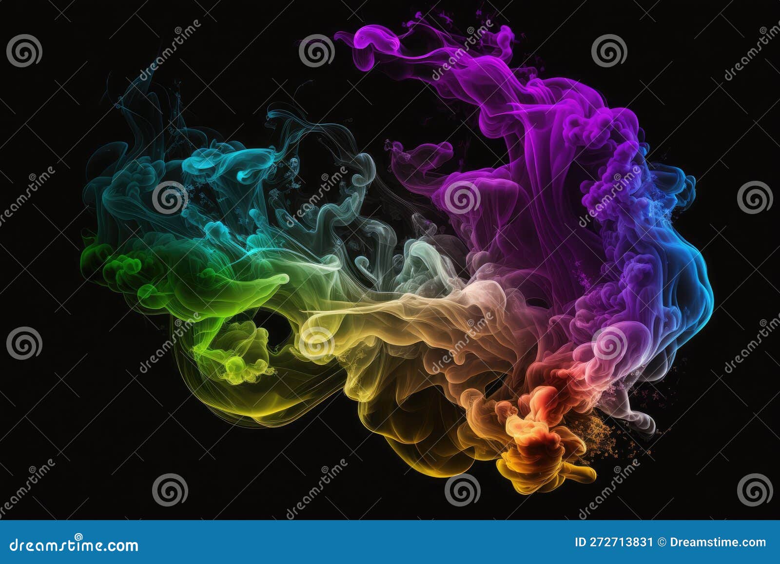 Beautiful Abstract and Multi-colored Smoke Clouds on Black Background ...