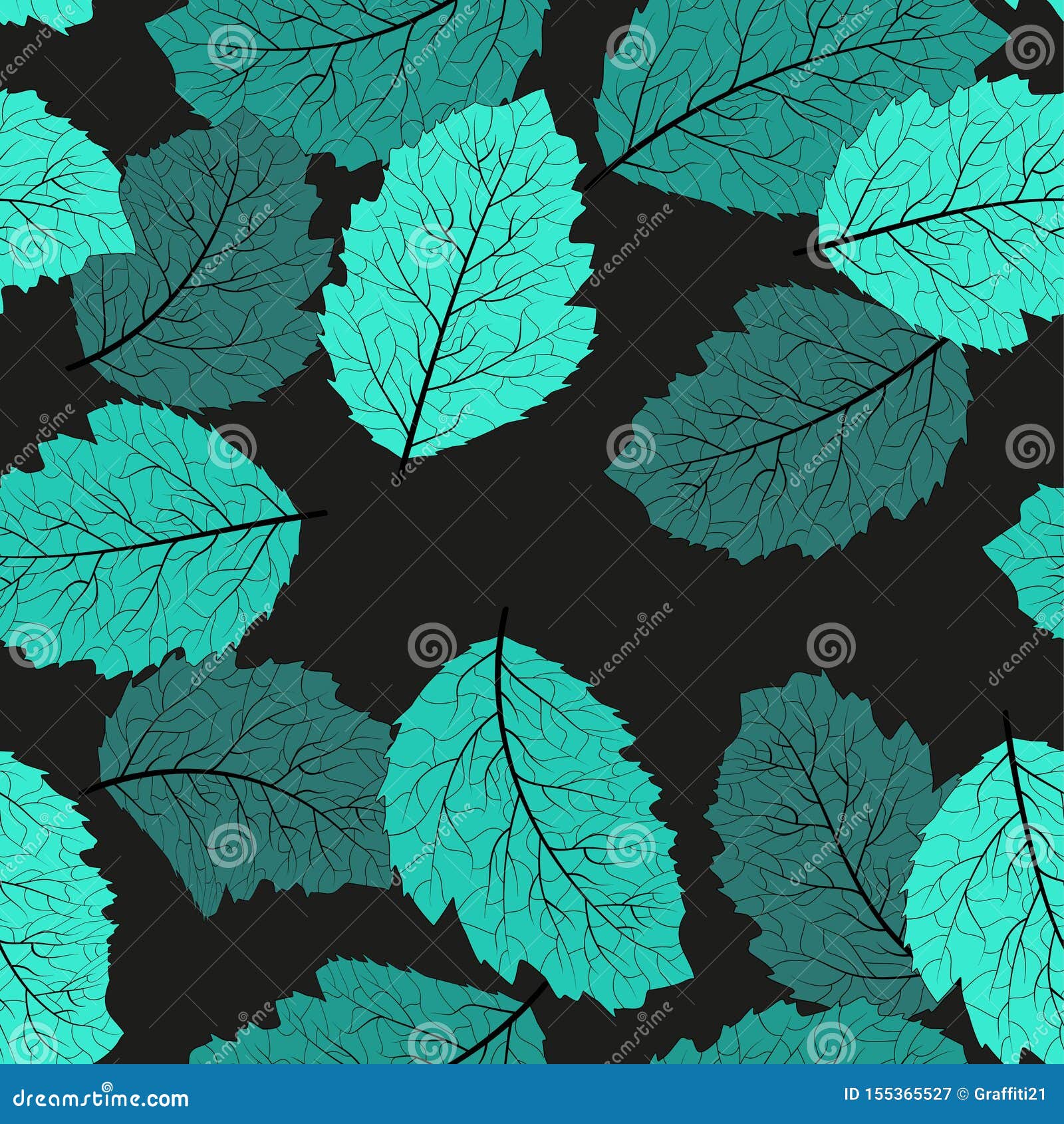 Beautiful Abstract Pattern with Blue Autumn Leaves on Light Background ...