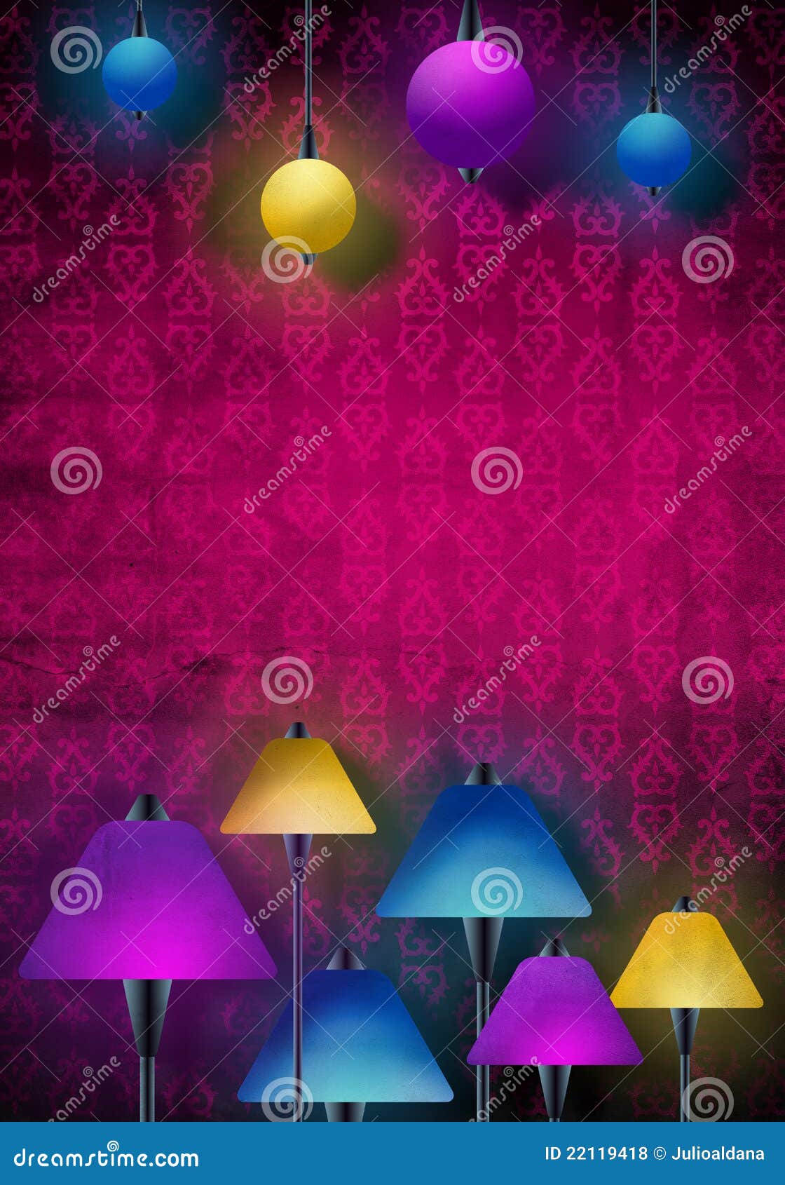 Beautiful Abstract Scene with Lamps Stock Illustration - Illustration ...