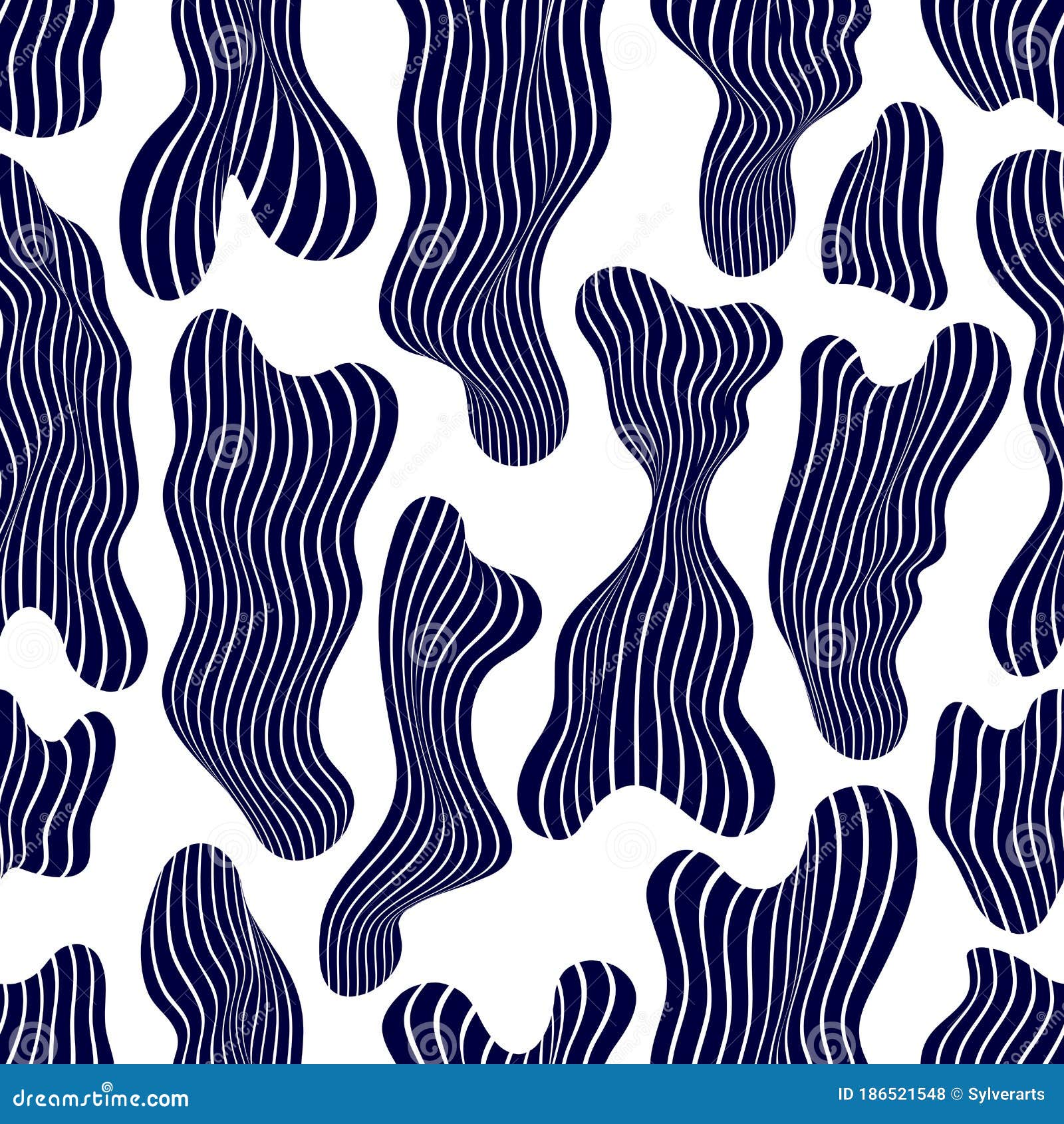 Beautiful Abstract Shapes Flowing Seamless Vector Background, Stripy ...