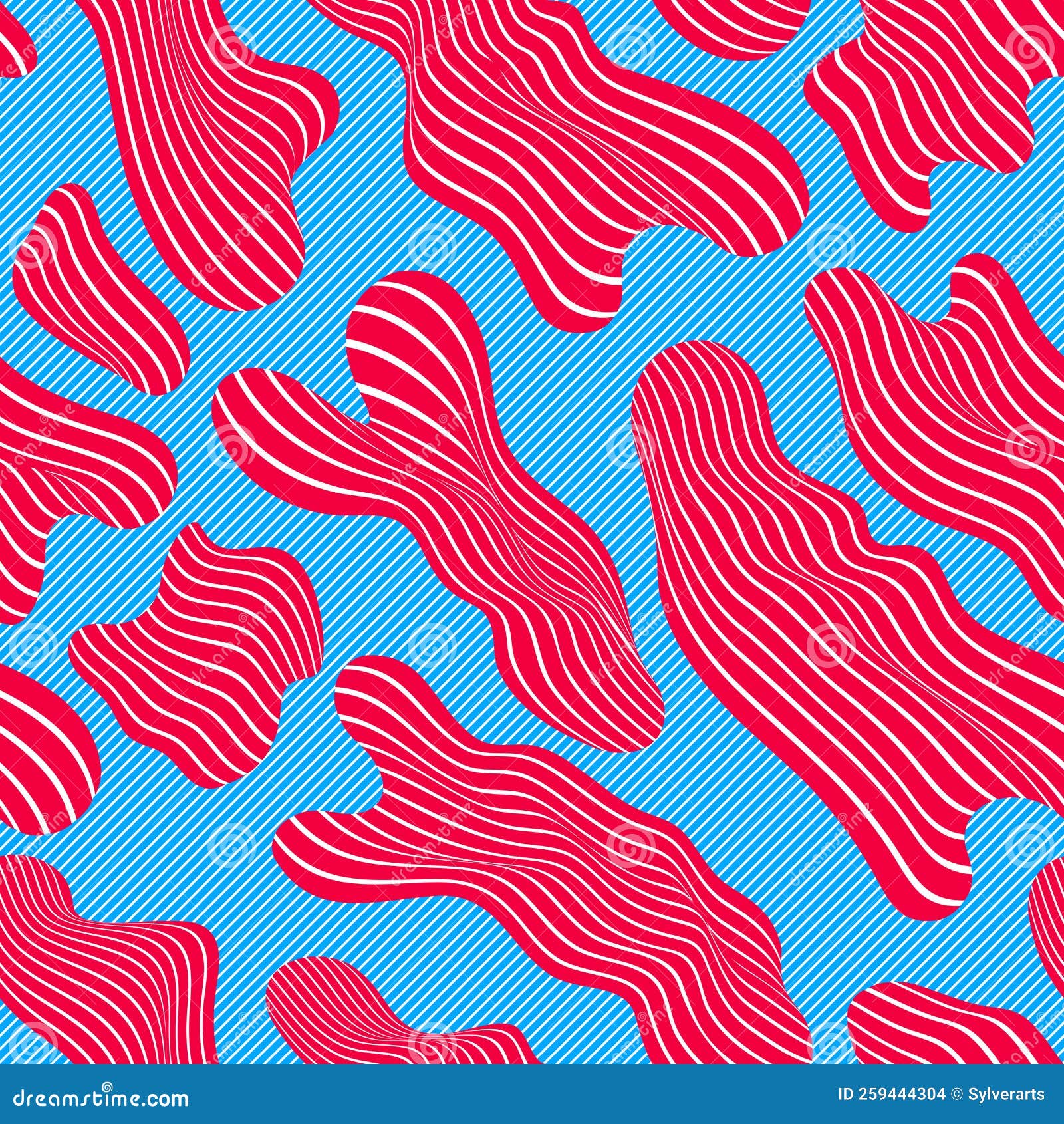 Beautiful Abstract Shapes Flowing Seamless Vector Background, Stripy ...